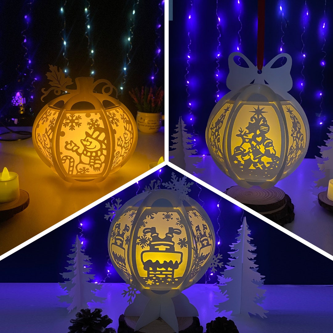 Pack 3 Christmas 4 Lantern SVG for Cricut Projects DIY, Paper Lantern ...