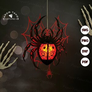 Spider Lantern PDF, SVG, Studio Template - DIY Spider Paper Cut ...