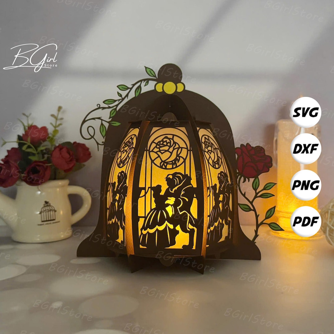 Princess Lantern PDF, SVG, Studio Template - DIY Princess Paper Cut ...