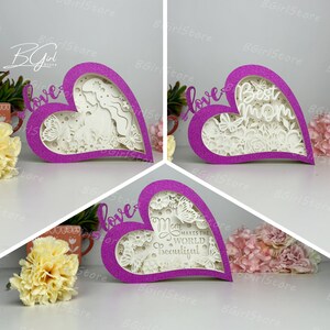 Pack 3 Mother's Day Paper Cut Love Box Template, 3D Lantern Paper Cut ...