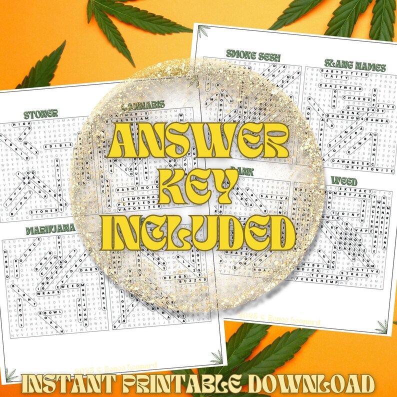 Weed Word Search Book Printable PDF Adult Game for Stoner - Etsy