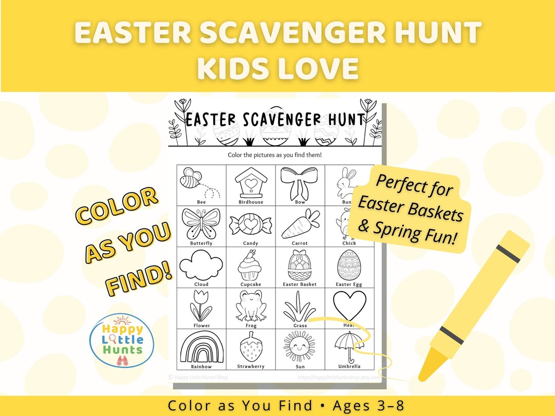 Printable Easter Scavenger Hunt Coloring Page: Screen-free Activity for ...