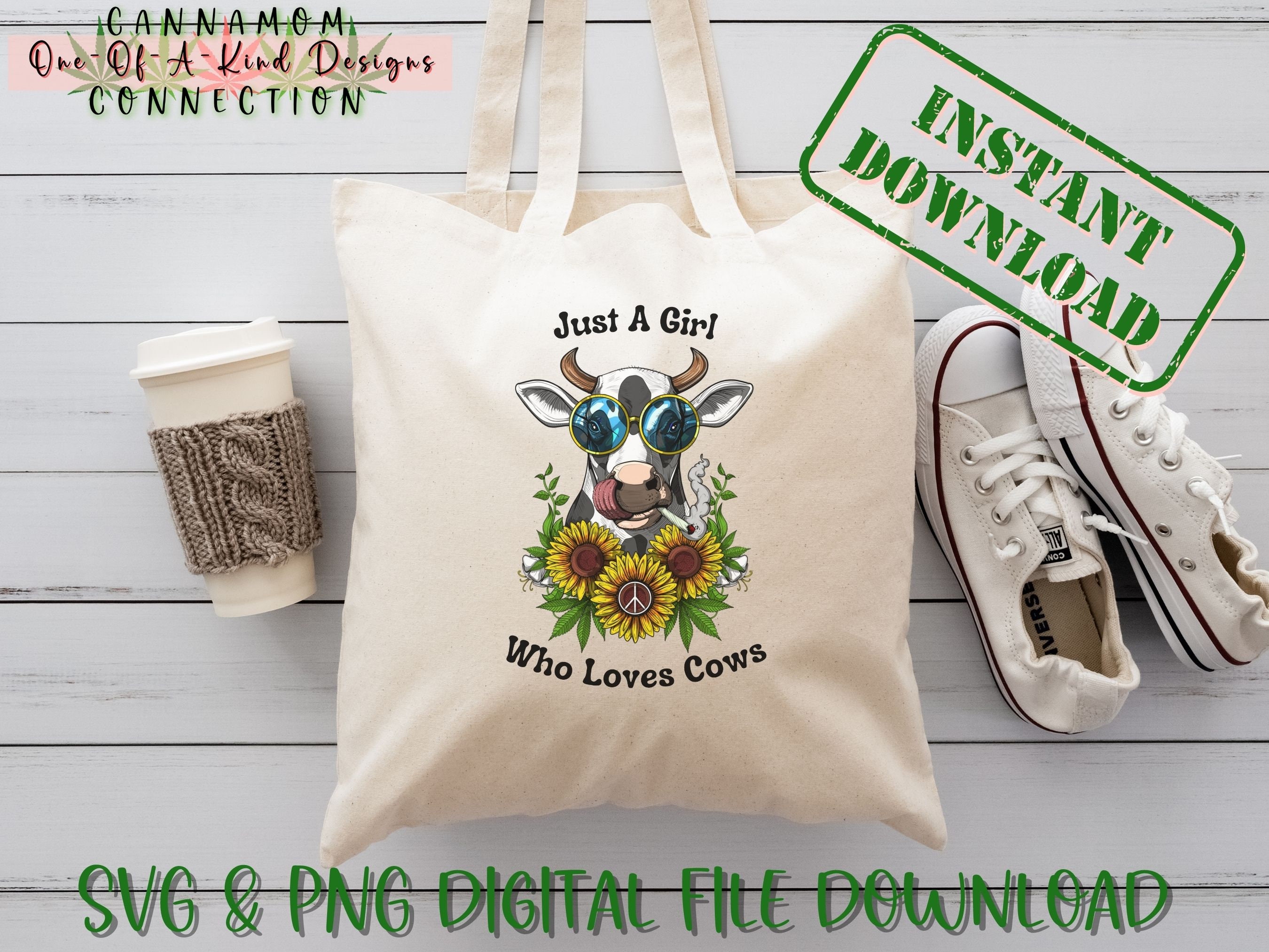 Weed Sunflowers Cow SVG, Marijuana Pot Leaf PNG, Cows & Cannabis ...