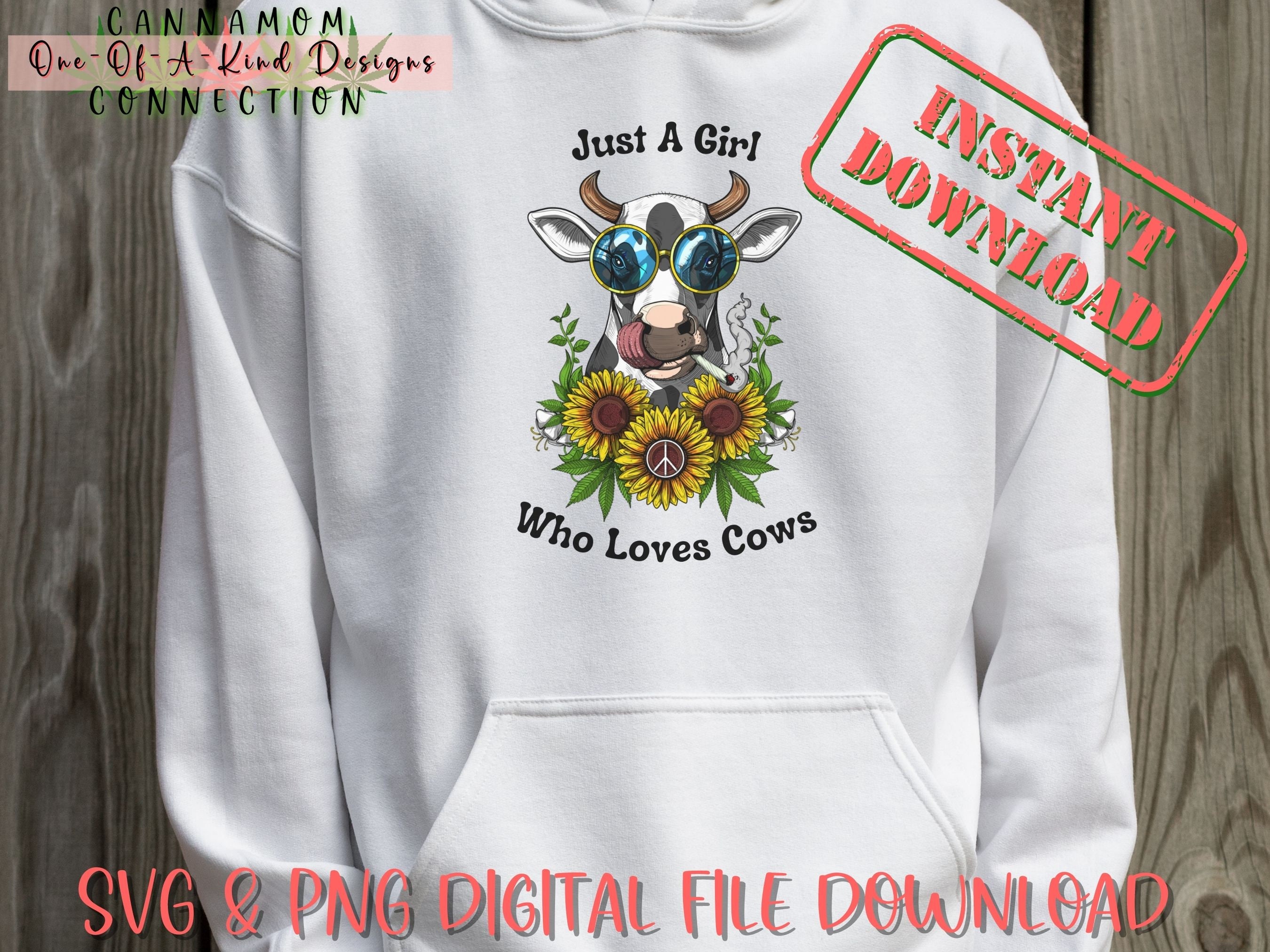 Weed Sunflowers Cow SVG, Marijuana Pot Leaf PNG, Cows & Cannabis ...