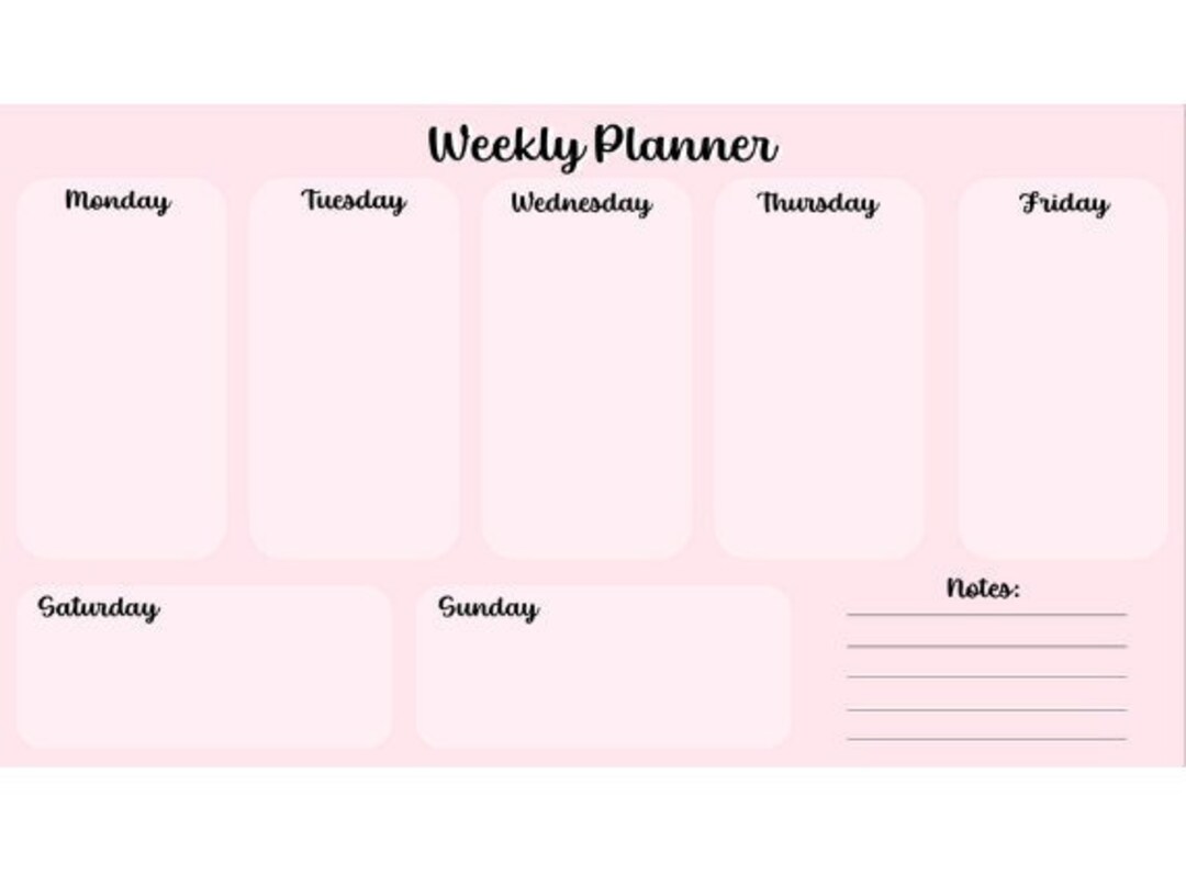 Weekly Printable Template - Etsy