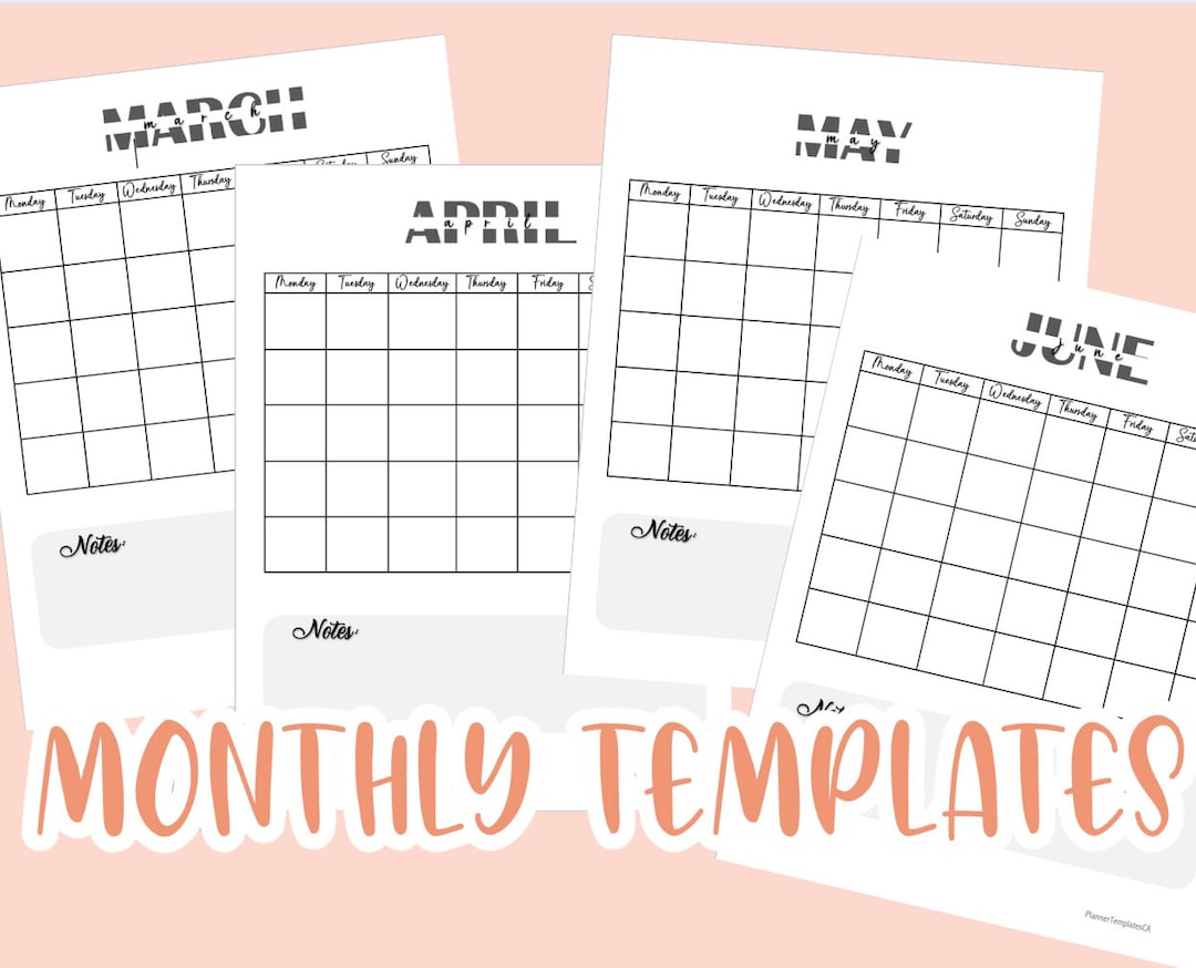 Monthly Templates PRINTABLES - Etsy