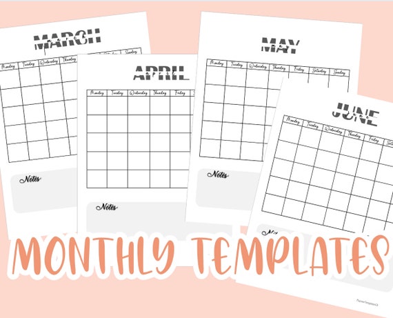 Monthly Templates PRINTABLES | Etsy