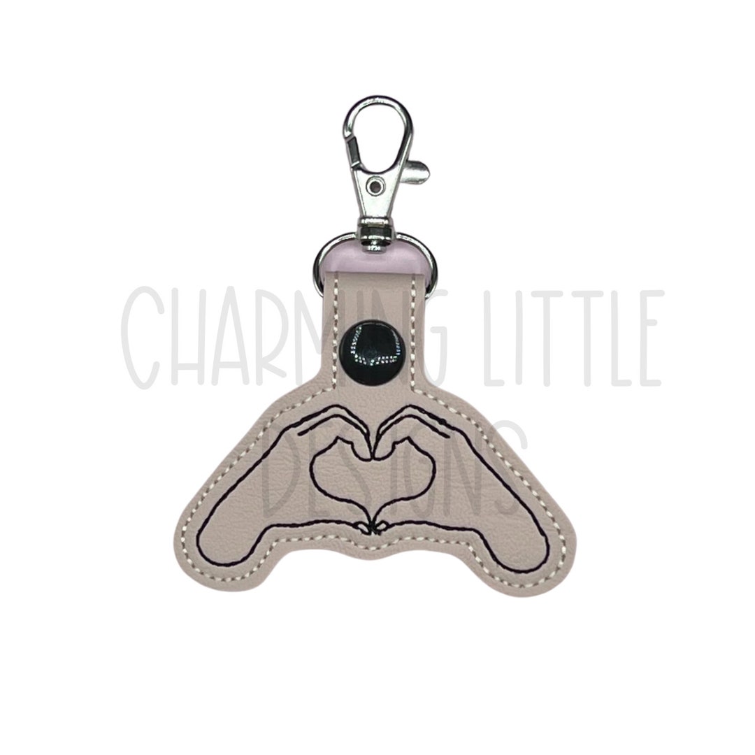 Heart Hands Snap Tab ITH Embroidery Design Instant Download - Etsy