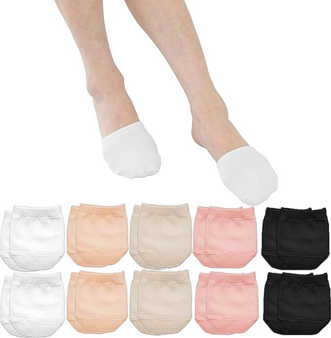 Cotton Toe Topper Mule Socks: Breathable No-show Liner Socks (5 Pairs ...