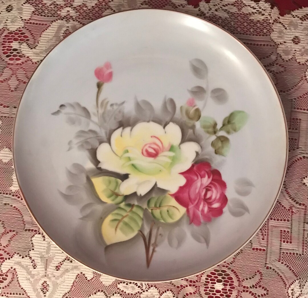 Vintage Lefton Hand Painted Floral/rose Plate, NE 2565, Mint Condition ...