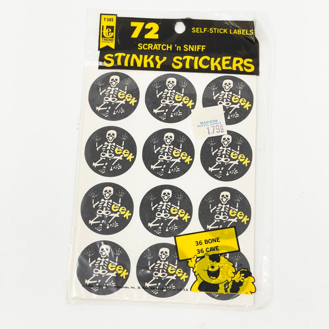 1980s Trend Scratch & Sniff Stinky Stickers Bone and Cave Unopened Pack ...