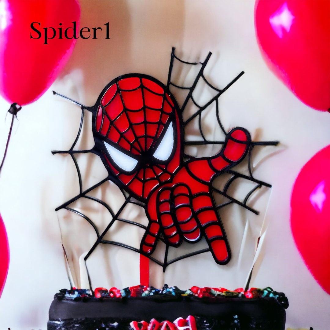 Personalized Spiderman Acrylic Cake Topper, Spiderman Cake Topper ...