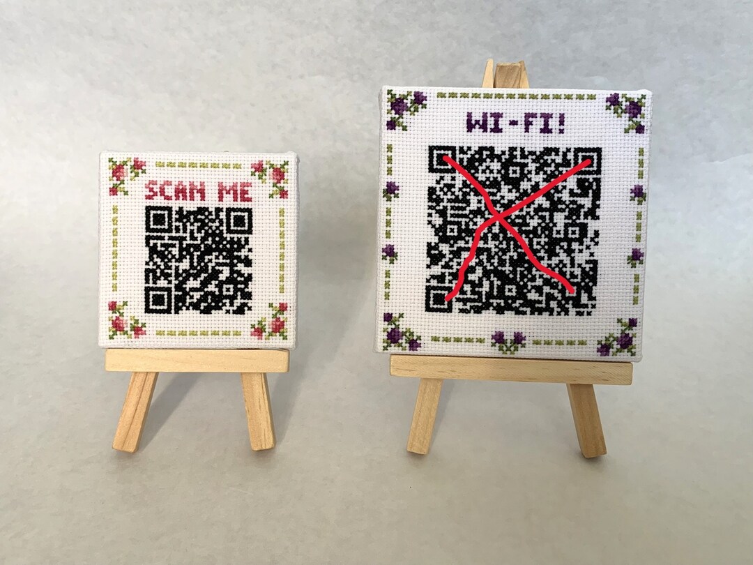 QR YOU: Custom Cross Stitched QR Codes on Your Choice of Mini Easel ...