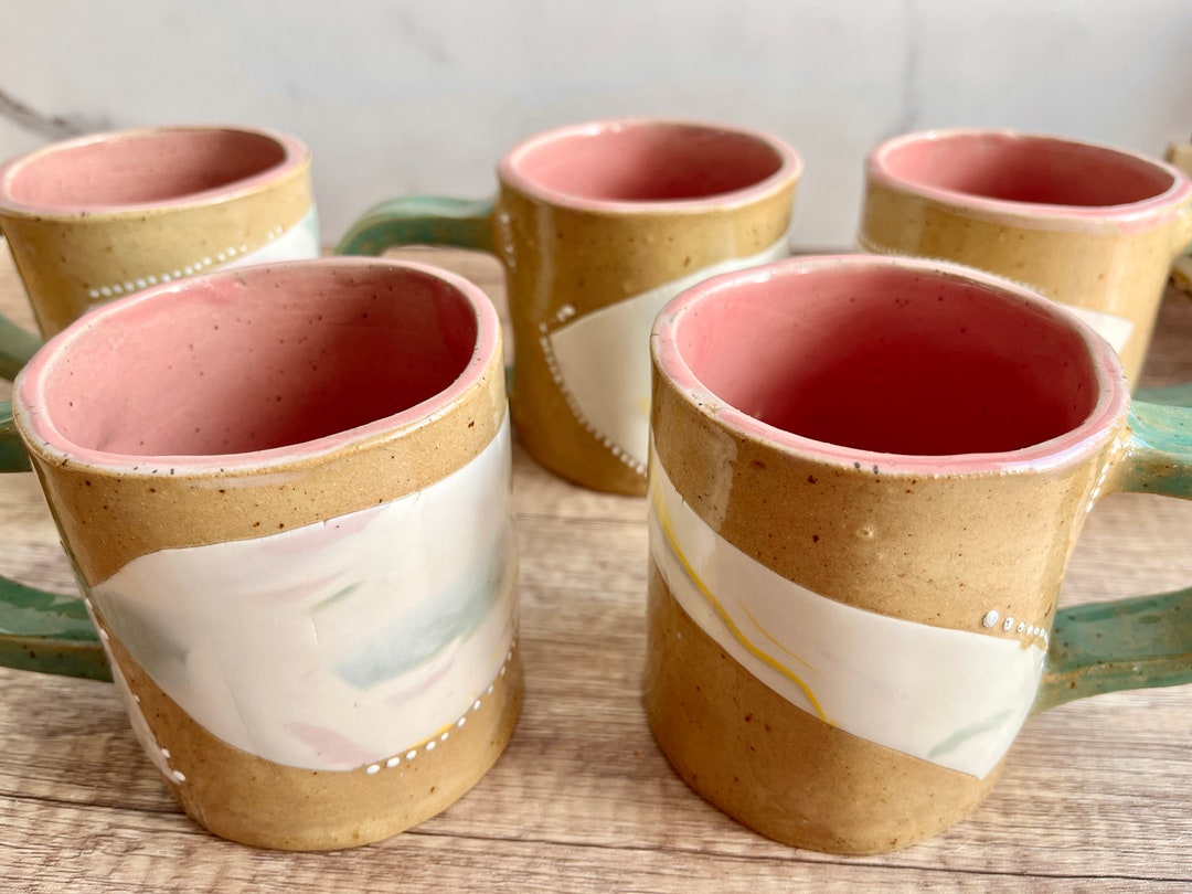 Handmade, Colorful Ceramic Mugs Featuring Marbled Porcelain Inlay ...
