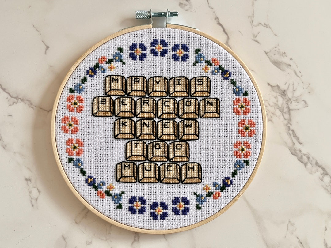 TEACHING TYPING: Completed Cross Stitch Hoop Decor Inspired by Mavis ...
