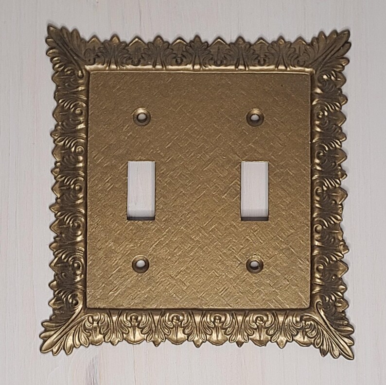 Vintage Brass Light Switch Cover Double Toggle Gold Wall Plate - Etsy