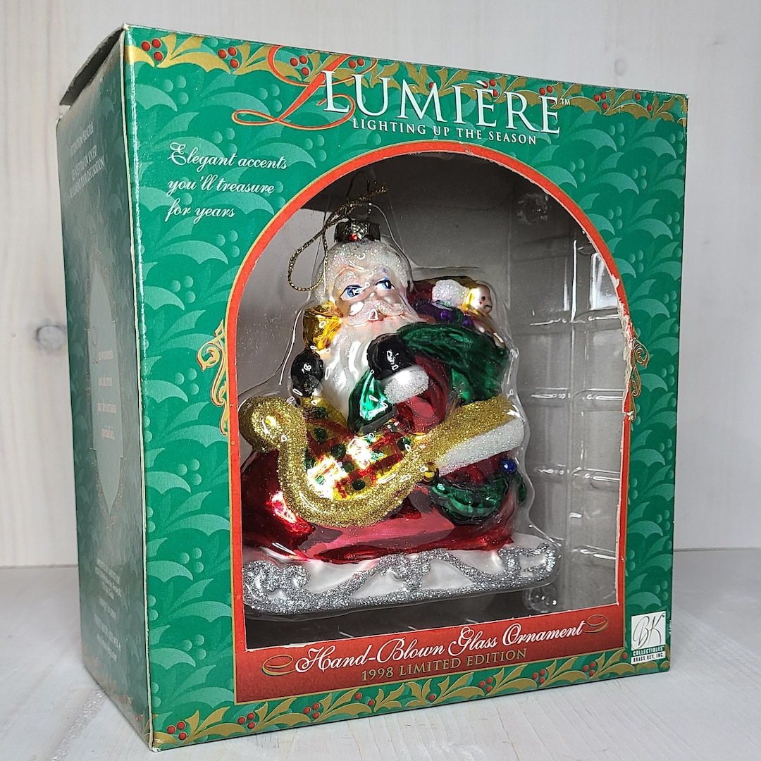 Vintage 1998 Limited Edition Lumiere Santa Christmas Tree Hanging Glass ...