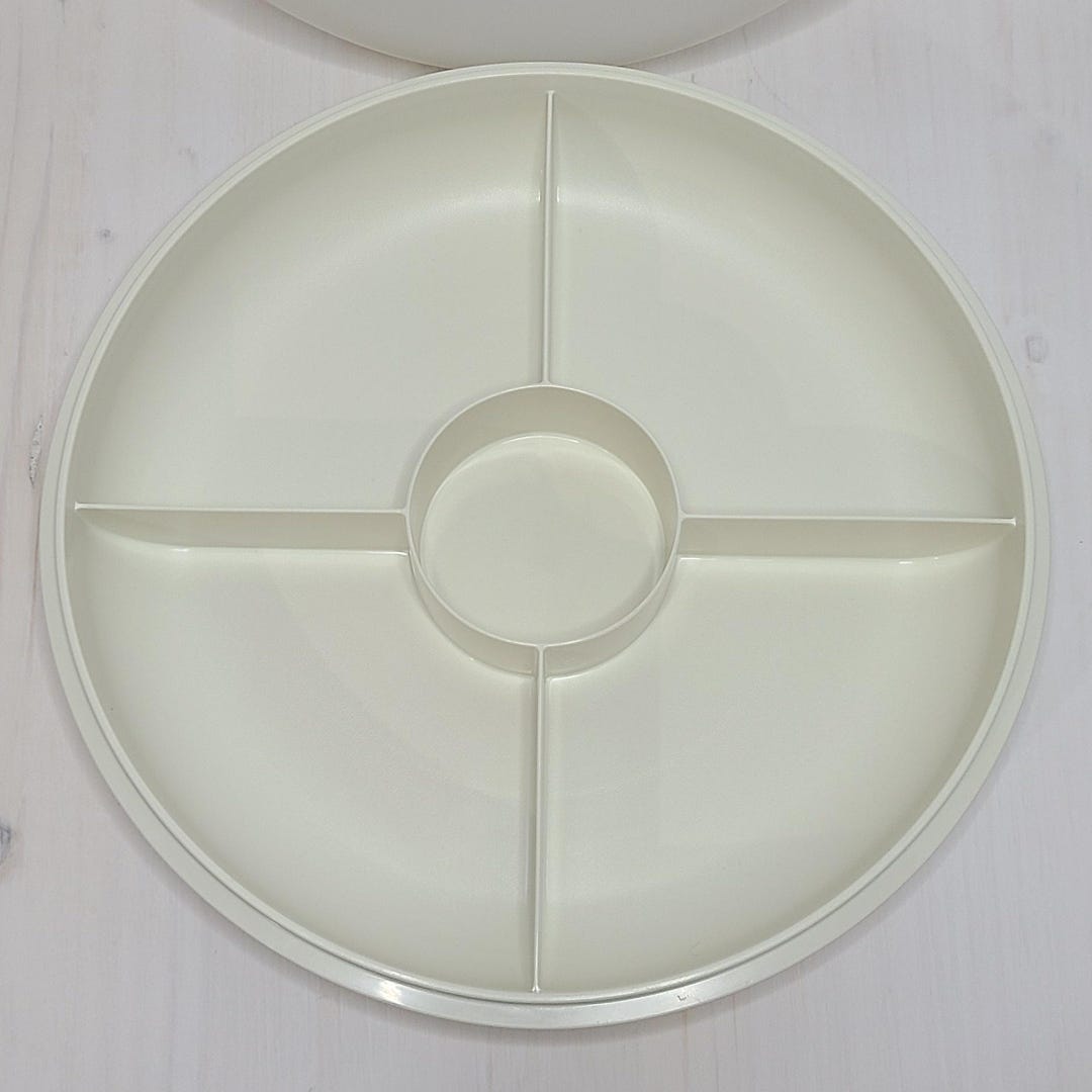 Vintage Tupperware Round Divided Storage Container & Serving Tray With ...