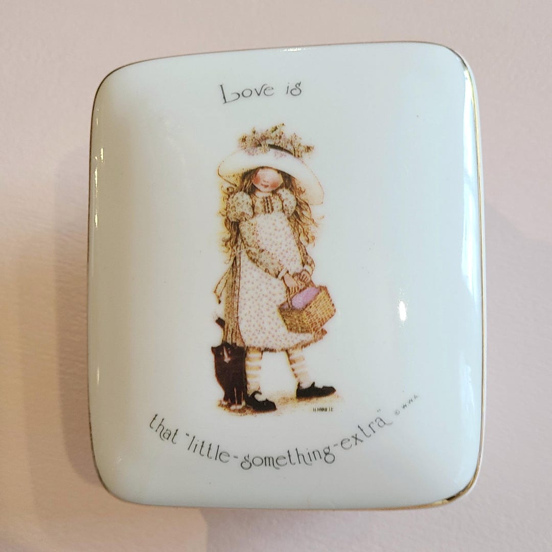 Vintage Holly Hobbie Porcelain Trinket Box: "love Is" Ceramic Jewelry ...
