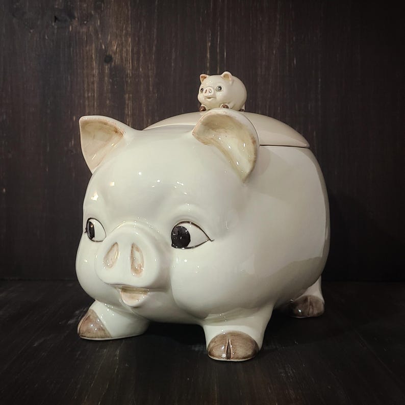 Vintage Ceramic Pig Cookie Jar. Retro Country Farmhouse Cottagecore ...