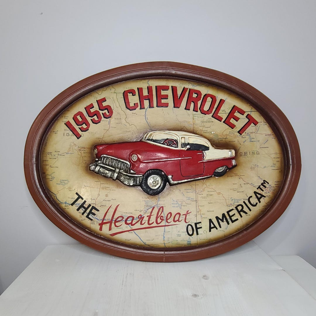 Vintage 1955 Chevy Belair Wooden Wall Plaque, Sign, Art. Father's Day ...
