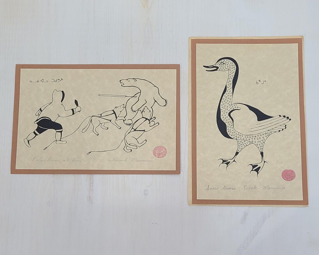 Enook Manomie Limited Edition Art Cards. Polar Bear at Bay & Snow Goose ...