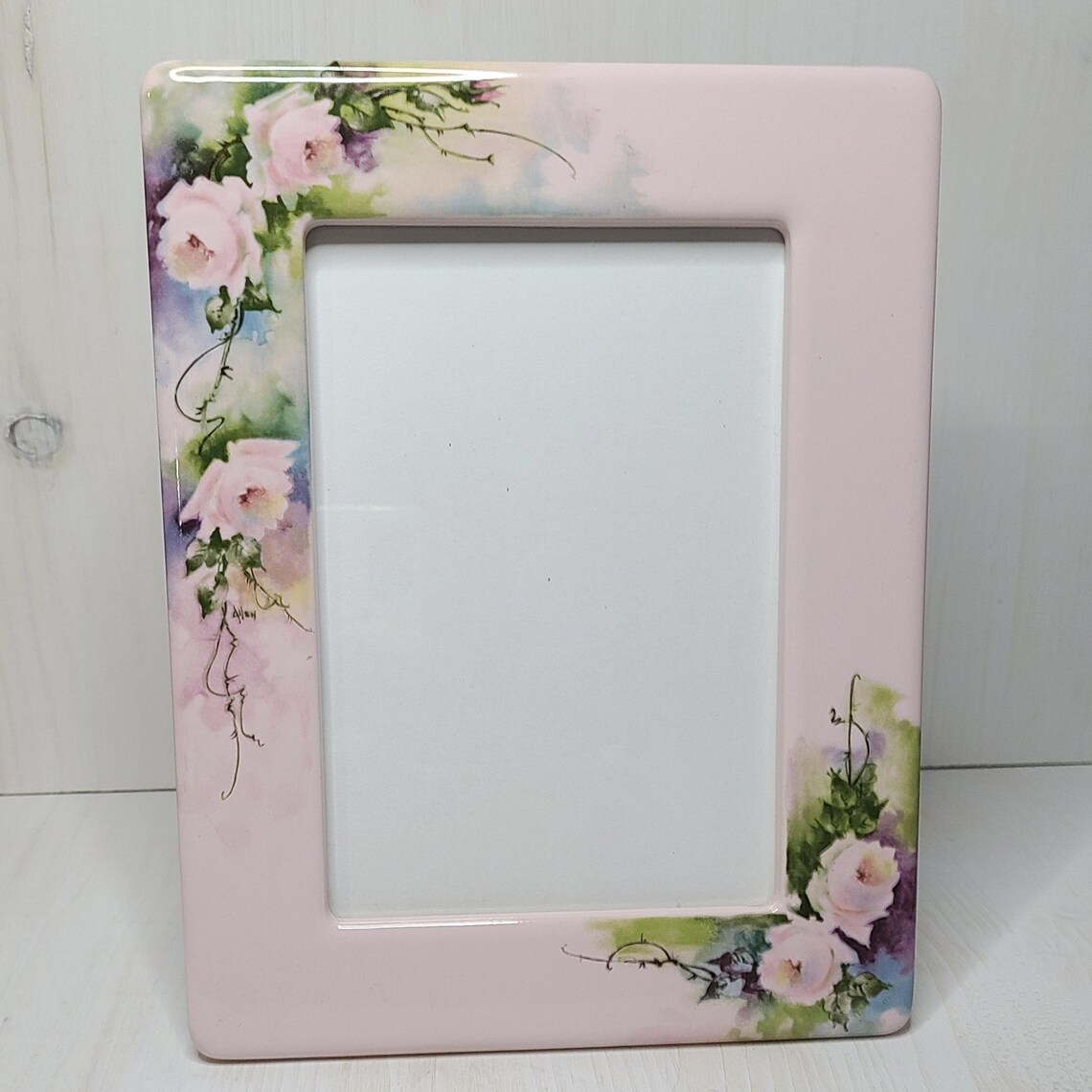 Vintage Terragraphics Porcelain Photo Frame. MCM Floral Flowers Picture ...