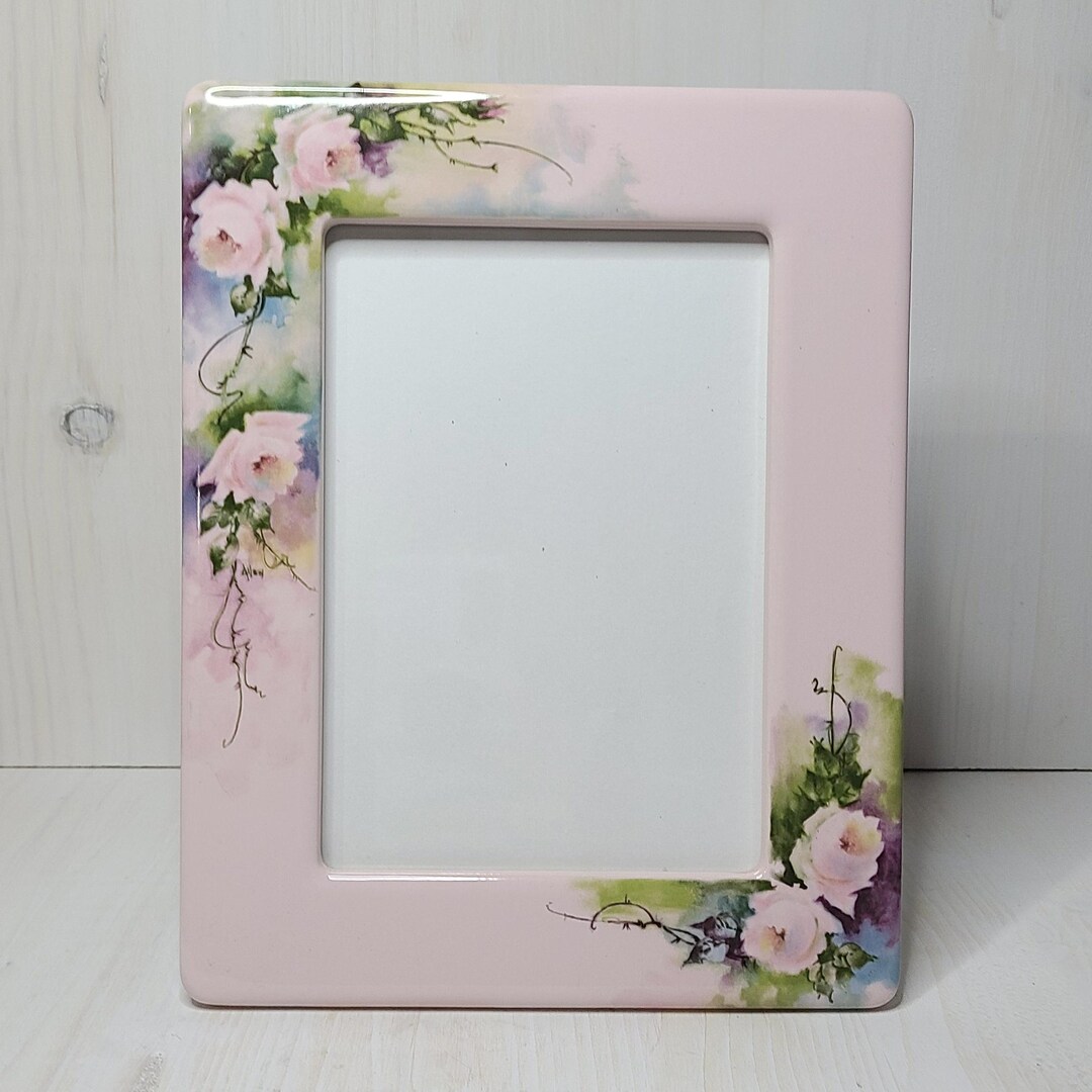 Vintage Terragraphics Porcelain Photo Frame. MCM Floral Flowers Picture ...