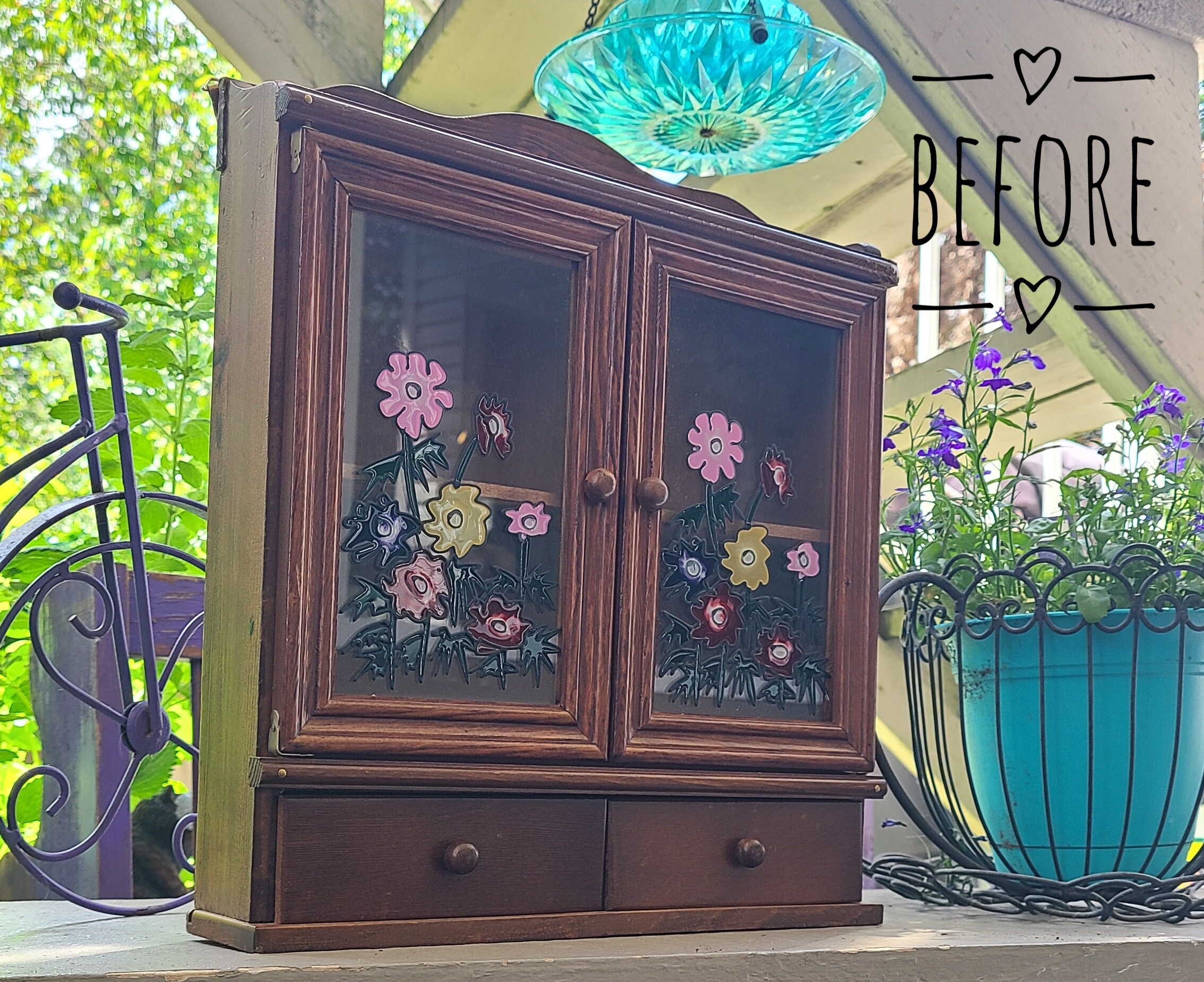 Upcycled Vintage Wooden Spice Rack. Antiqued Patina White Floral Mid ...