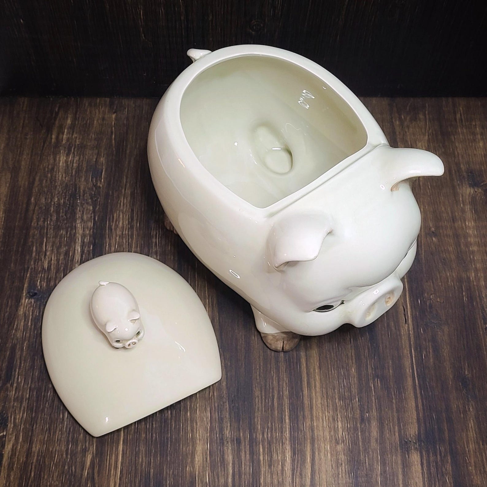 Vintage Ceramic Pig Cookie Jar. Retro Country Farmhouse Cottagecore ...