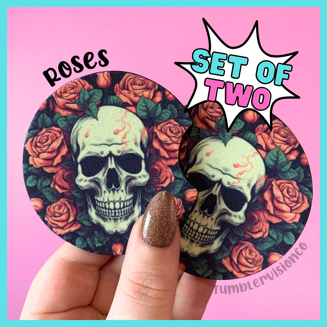 Skull Car Coaster, Skull Car Acessories, Car Coasters Pack, Car ...