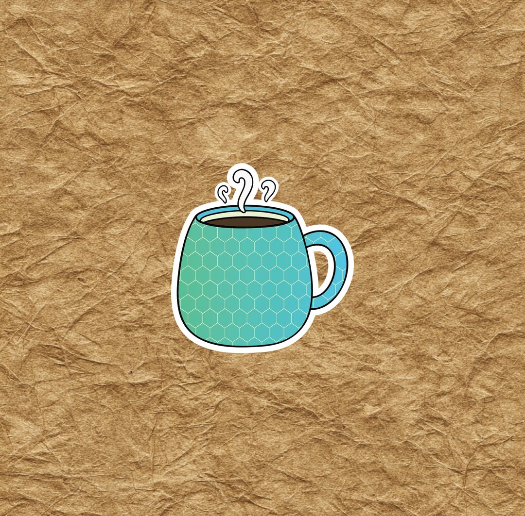 Aqua Honeycomb Mug Sticker | Cozy Coffee Vinyl Decal - Etsy