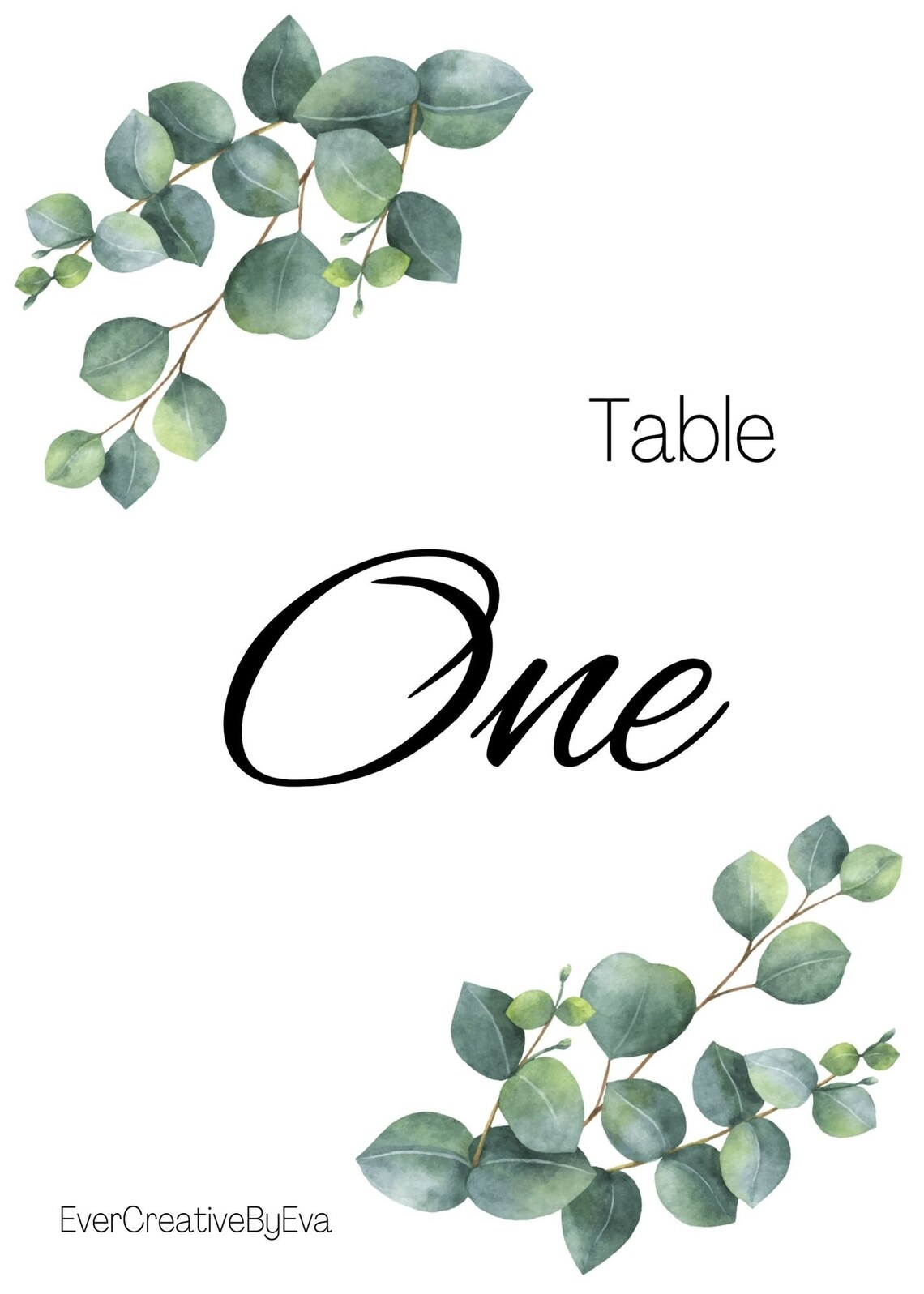 Table Numbers Printable Eucalyptus Wedding Table Numbers - Etsy