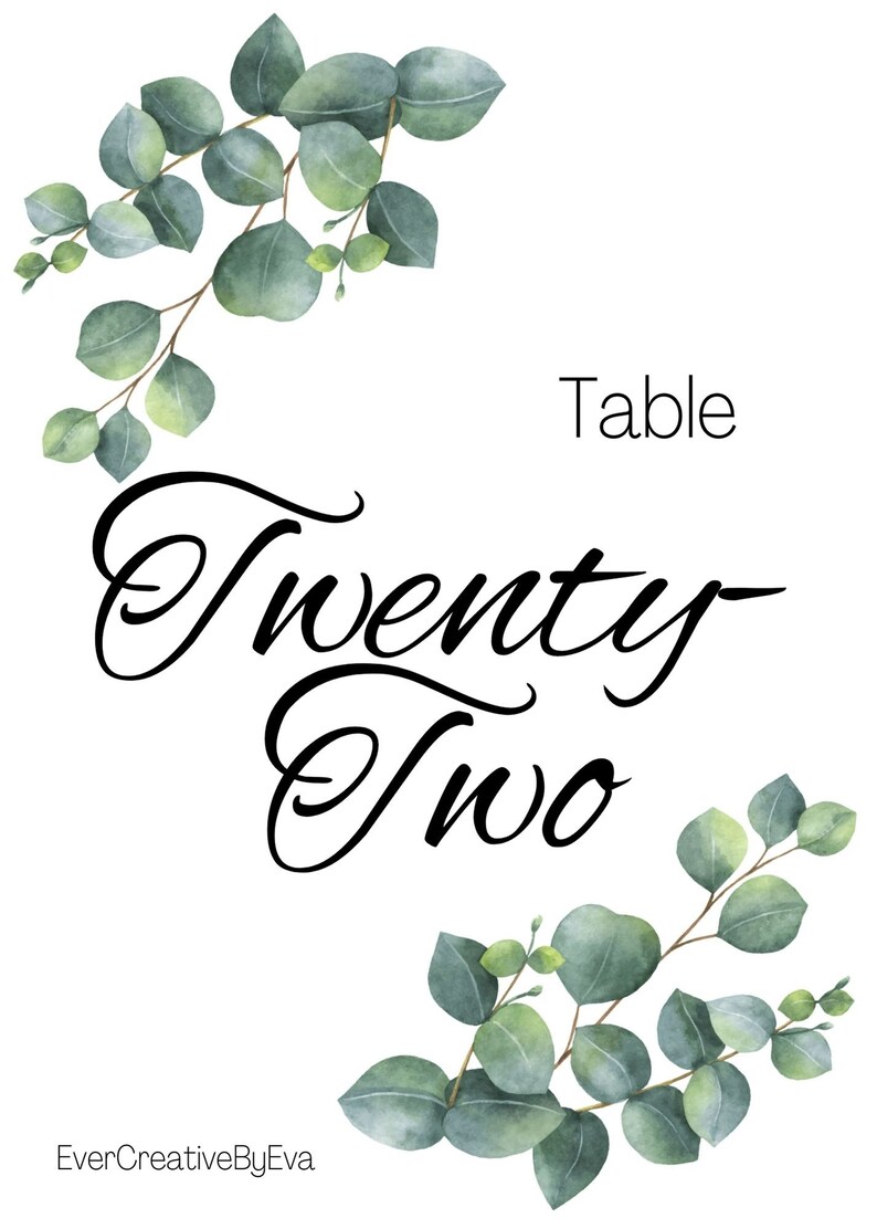 Table Numbers Printable Eucalyptus Wedding Table Numbers - Etsy