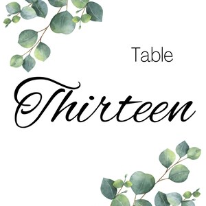 Table Numbers Printable Eucalyptus Wedding Table Numbers - Etsy