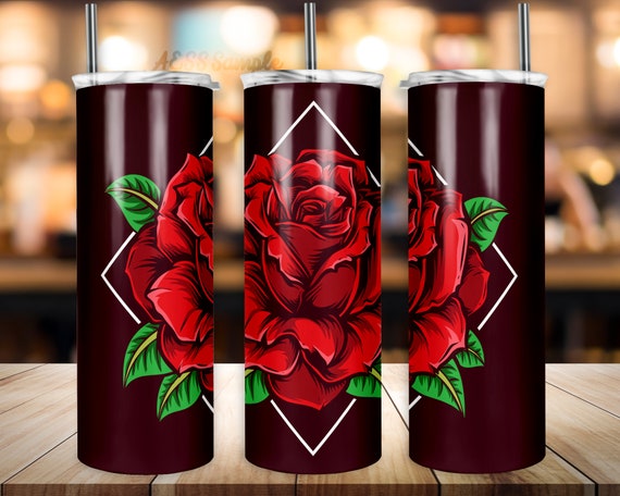 Rose Tumbler Design 20oz Skinny Tumbler Wrap Tumbler - Etsy