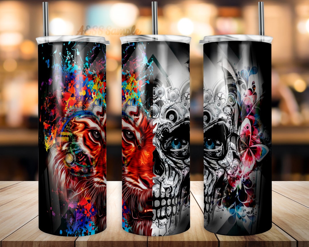 Skull Tumbler Design, Straight Design, 20oz Skinny Tumbler Wrap ...