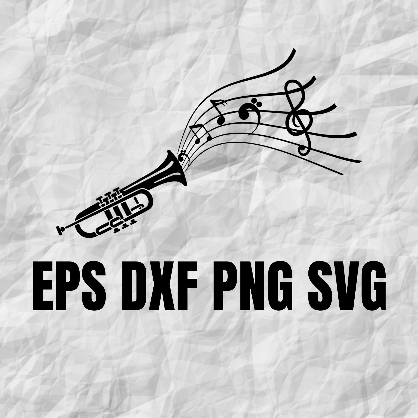 Trumpet Music Notes Design SVG PNG Eps Dxf Great for - Etsy
