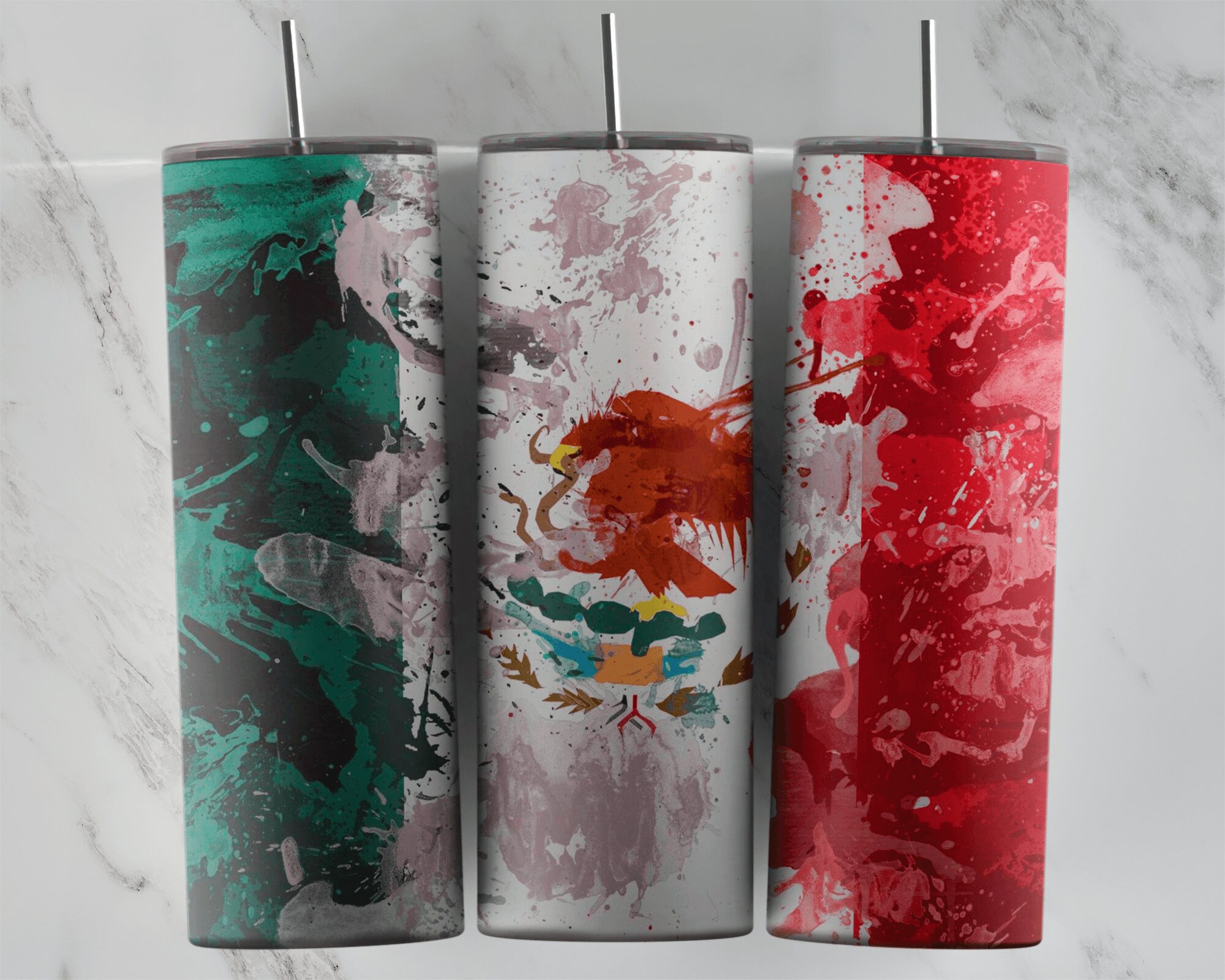 Mexican Flag Tumbler Design, 20oz Skinny Tumbler Wrap, Tumbler Template ...
