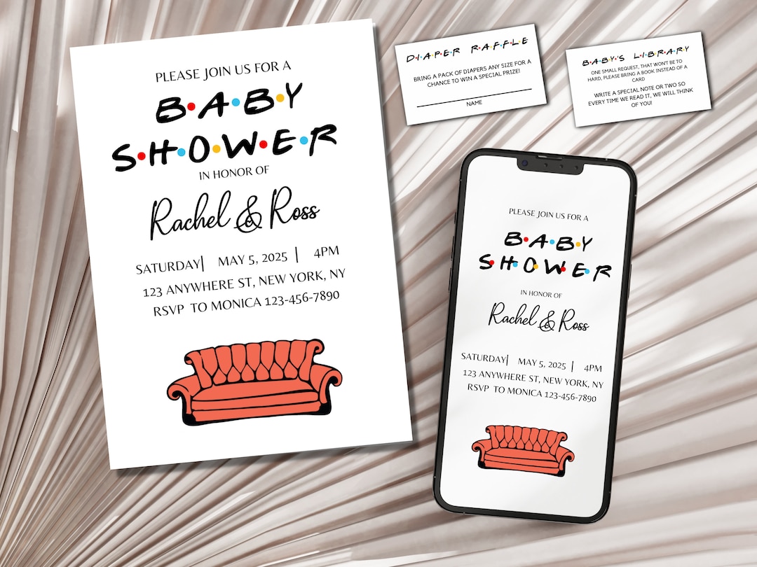 Editable Friends TV Show Baby Shower Invitation, Printable Baby Shower ...