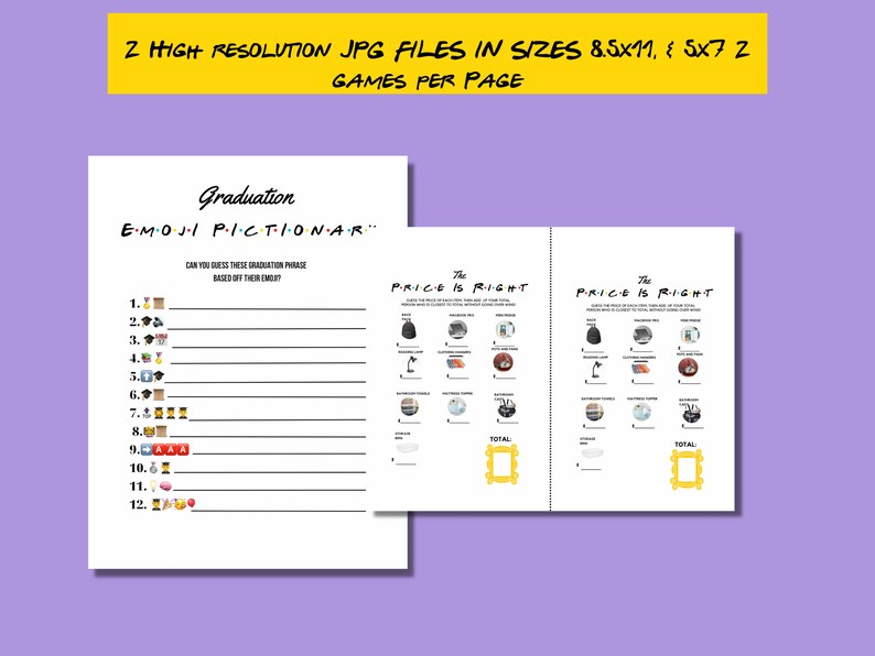 Friends Themed Graduation Game Bundle, Games Printable Games , Party ...