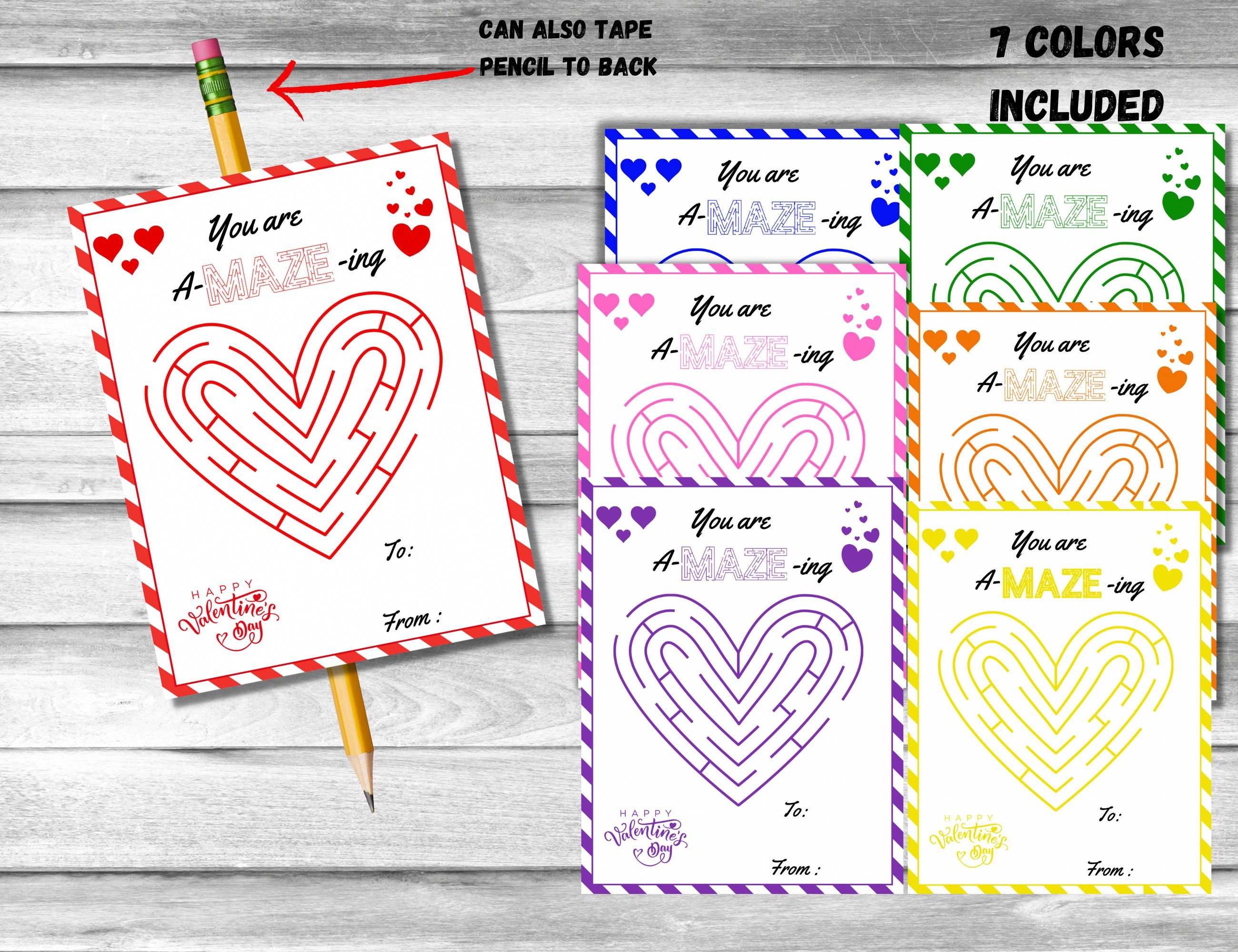 Pencil Valentine Printable, You Are AMAZEING, Valentines Day Card ...