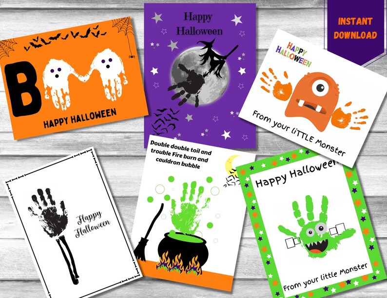 Halloween Handprint Art Bundle, Handprint DIY Craft, Craft for Kids ...