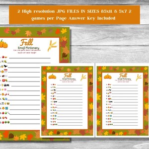 Fall Emoji Game, Emoji Pictionary, Party Game, Autumn Party Instant ...