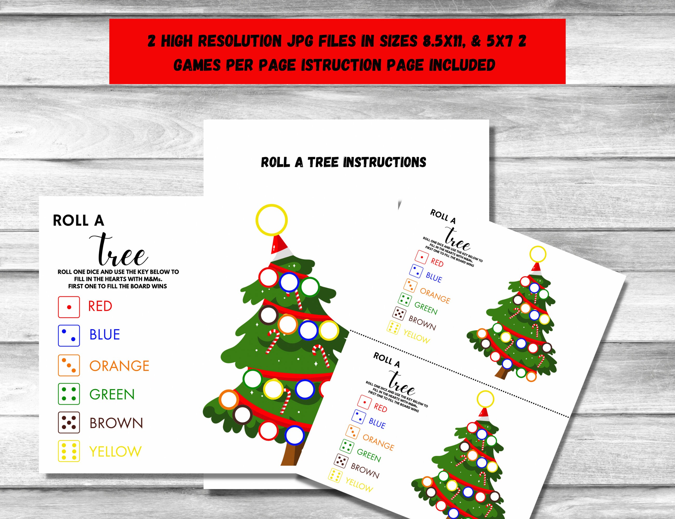 Roll a Christmas Tree Game Printable,christmas Kids Activity, Family ...