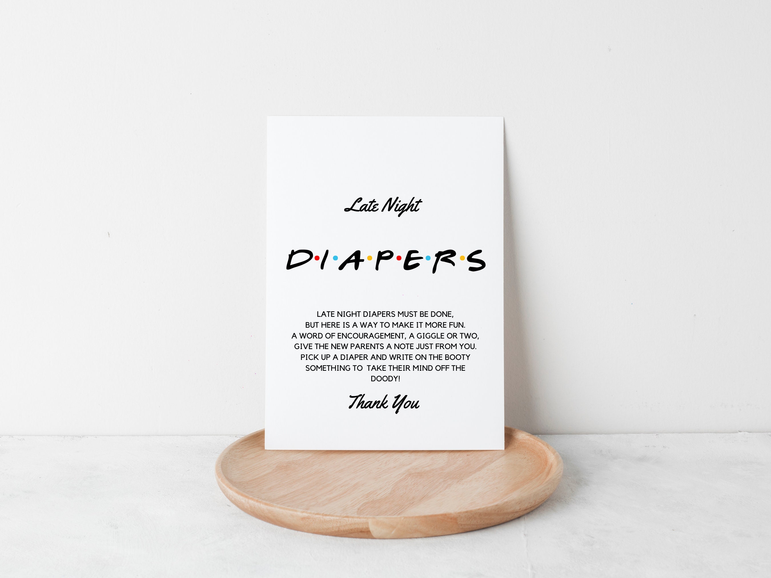 Friends Late Night Diapers Sign , Friends Themed Baby Shower Set, Baby ...