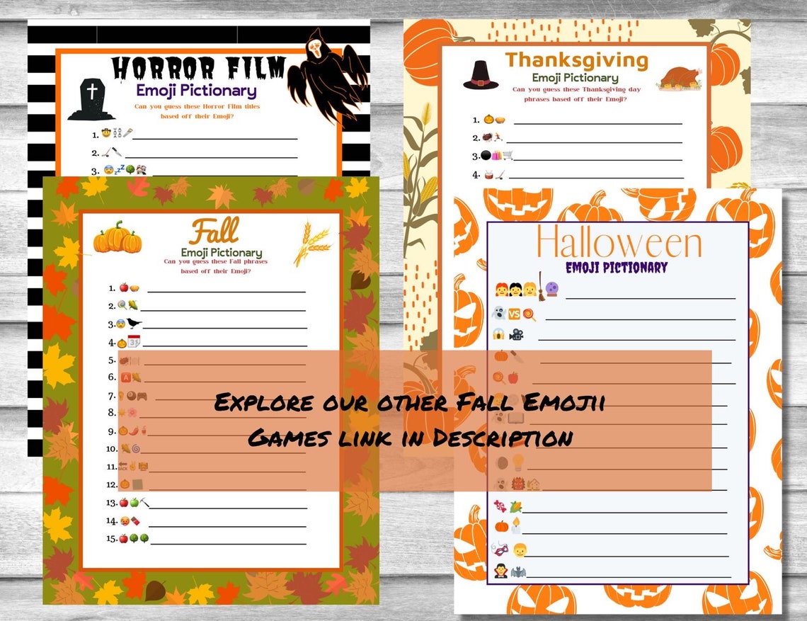 Fall Emoji Game Emoji Pictionary Party Game Autumn Party - Etsy