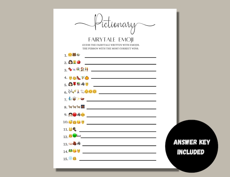 Baby Shower Fairytale Emoji Pictionary Game, Baby Shower Emoji Game ...