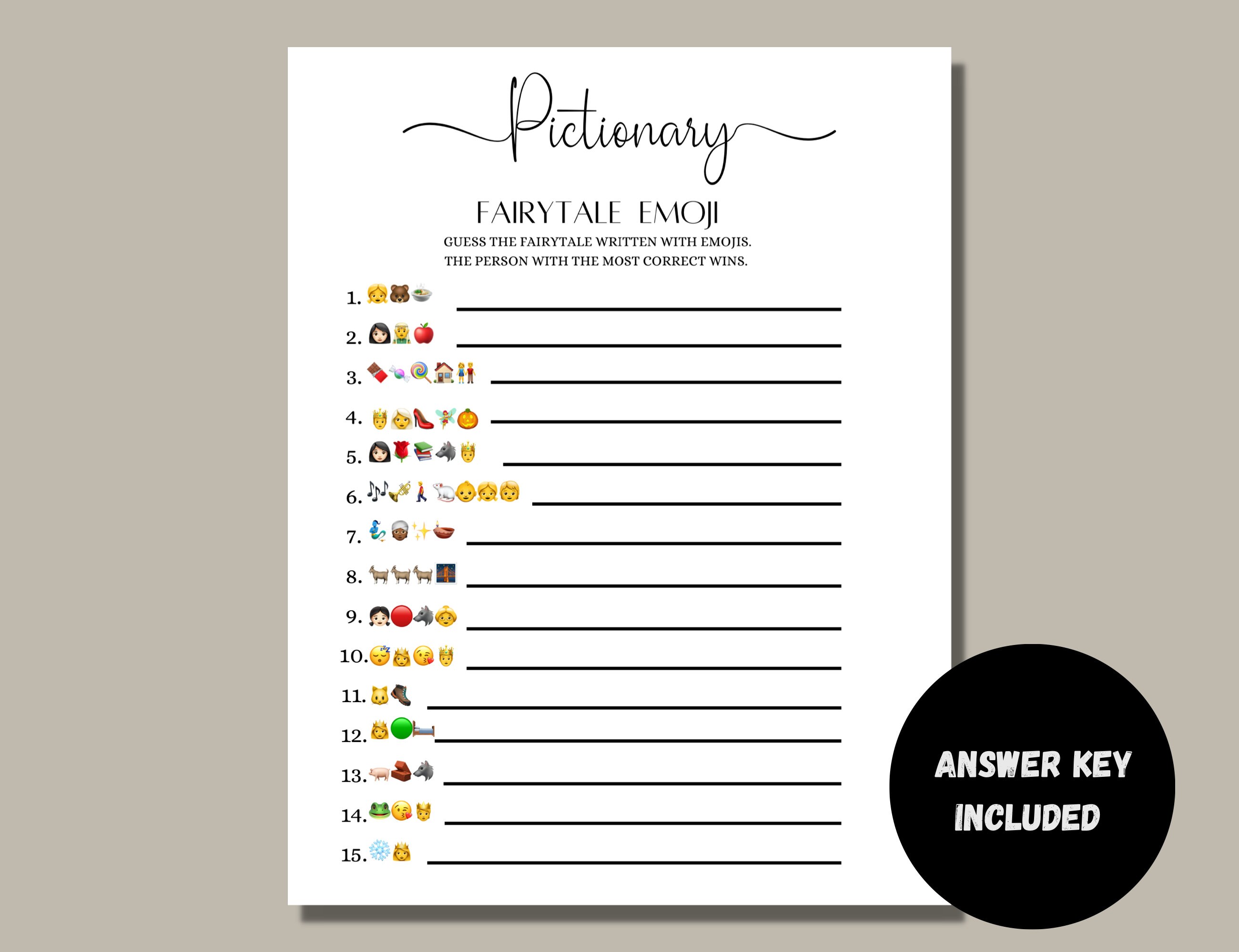 Baby Shower Fairytale Emoji Pictionary Game, Baby Shower Emoji Game ...