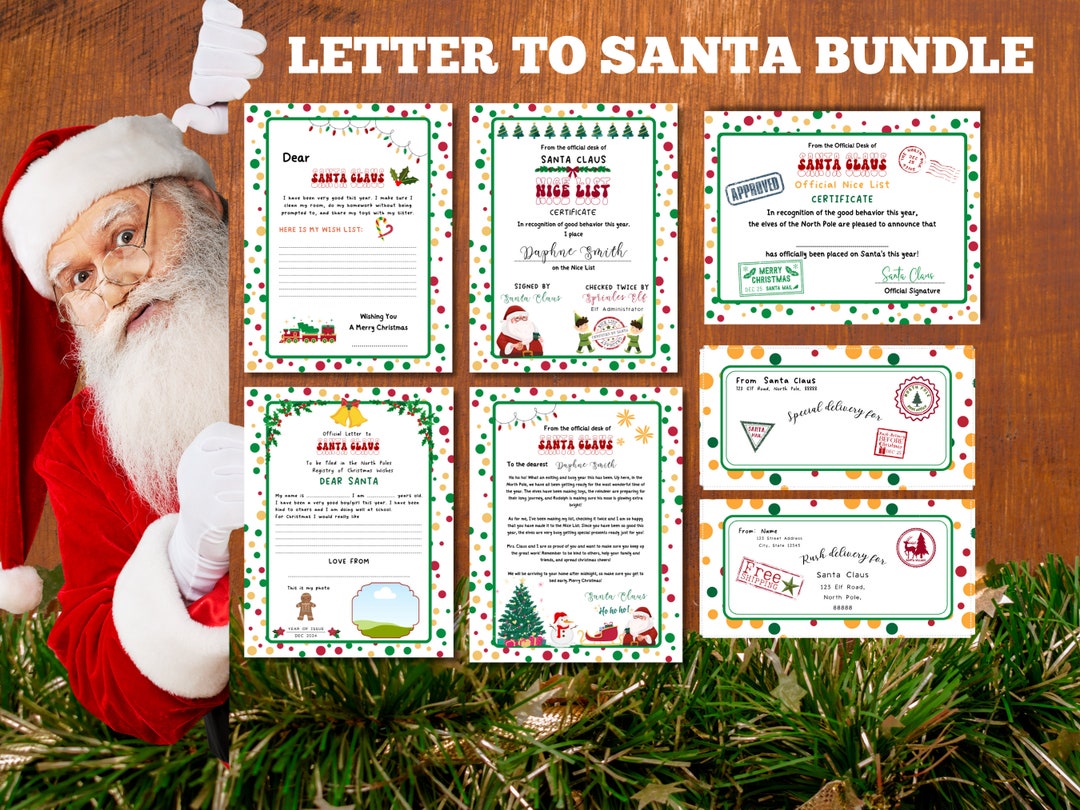 Editable Letter to Santa Bundle, Christmas Wish List (digital Download ...